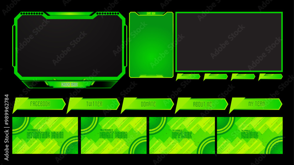 Venom green streaming overlay for streamer with panels futuristic ...
