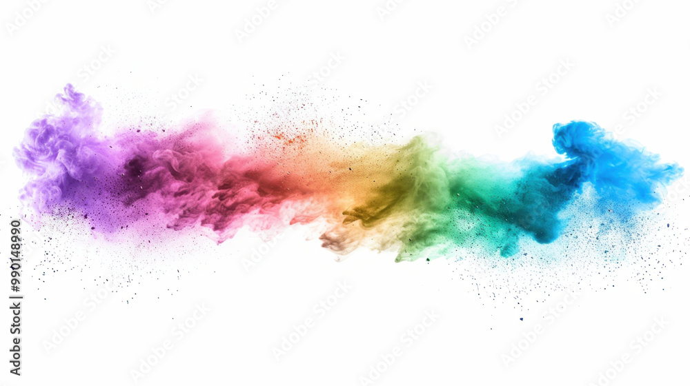Color powder splash rainbow texture isolated white background paint ...