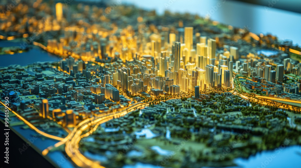 detailed city model showcasing urban architecture and landscape design ...