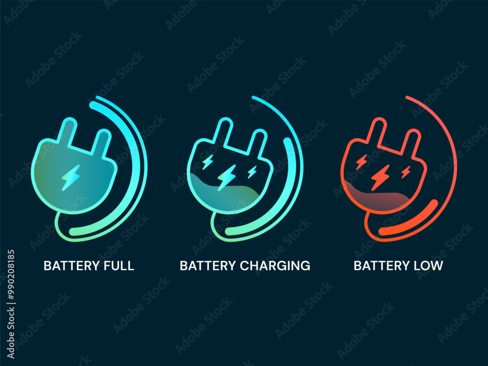 Electric vehicle Battery Charging Status interface with Battery Fully ...