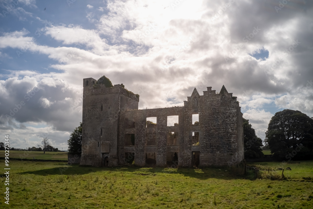 Imposing view of the historic ruins of Castle Taylor in South Galway ...
