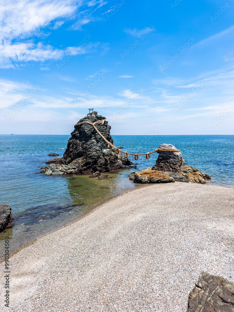 Futami Okitama Shrine, also known as Meoto Iwa Wedded Rocks in Ise, Mie ...