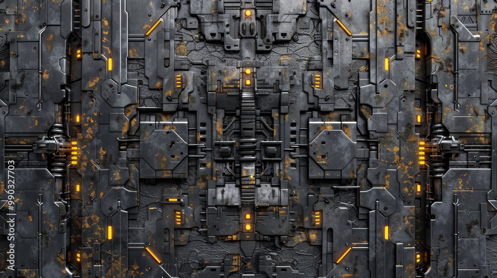 Captivating seamless texture with sci fi elements for digital modeling ...