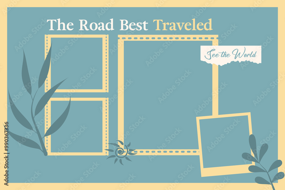 Vintage Travel Photo Collage Frame With Movie Border Frame and Album ...