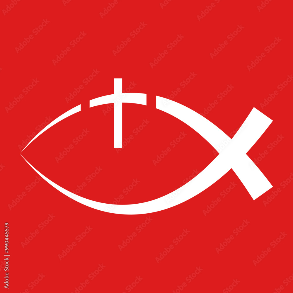 Minimalistic vector symbol of fish used by Early Christians as a sign ...