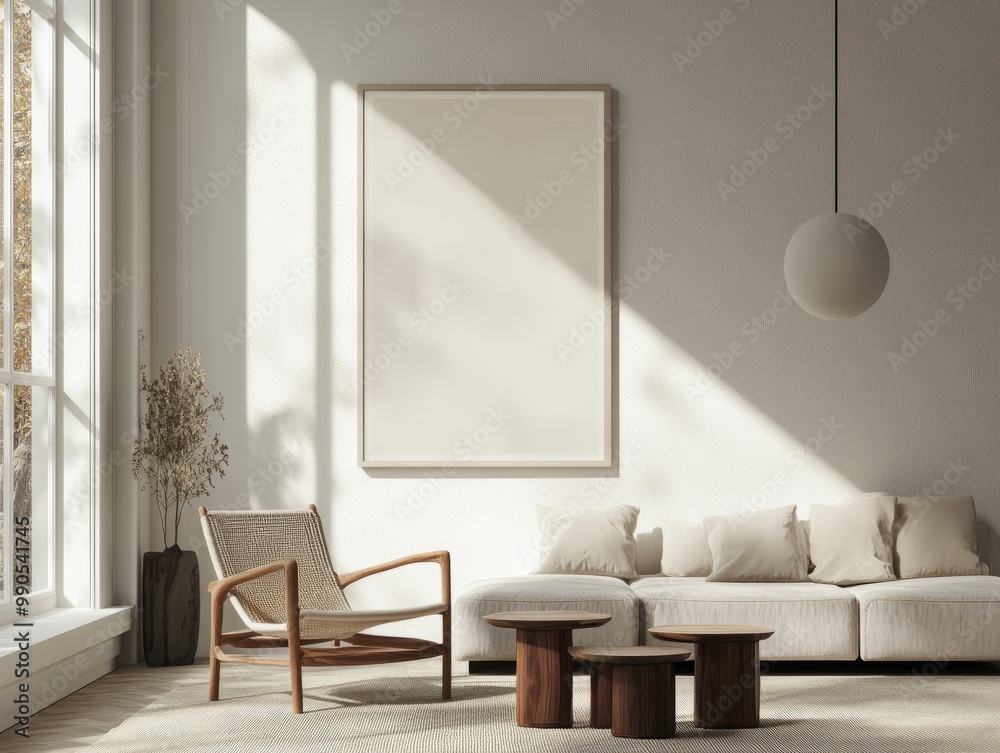 A1 paper size poster mockup in a stylish living room, featuring ...