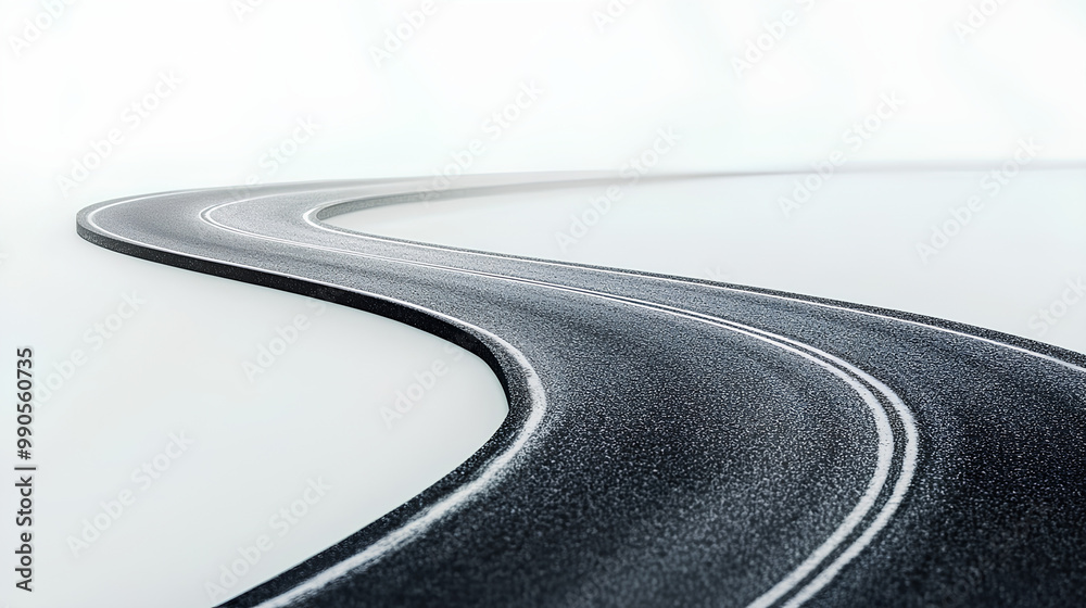Winding asphalt road isolated on white background Stock Photo | Adobe Stock