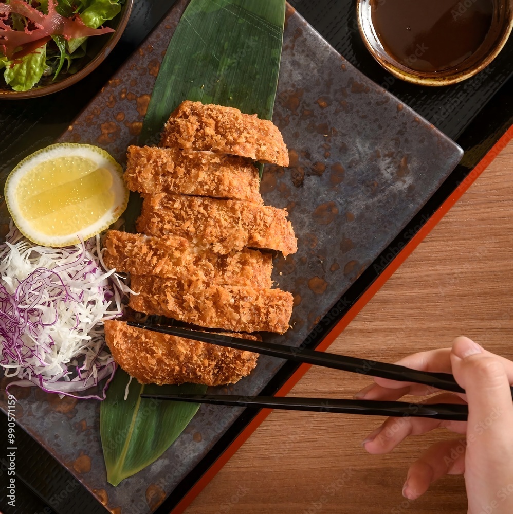 Pork tonkatsu - set meal of Kurobuta black pork, a speciality from ...