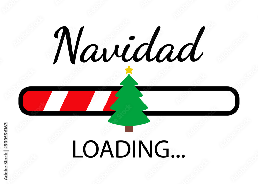 Logo con texto Navidad Loading en español con barra de progreso con ...