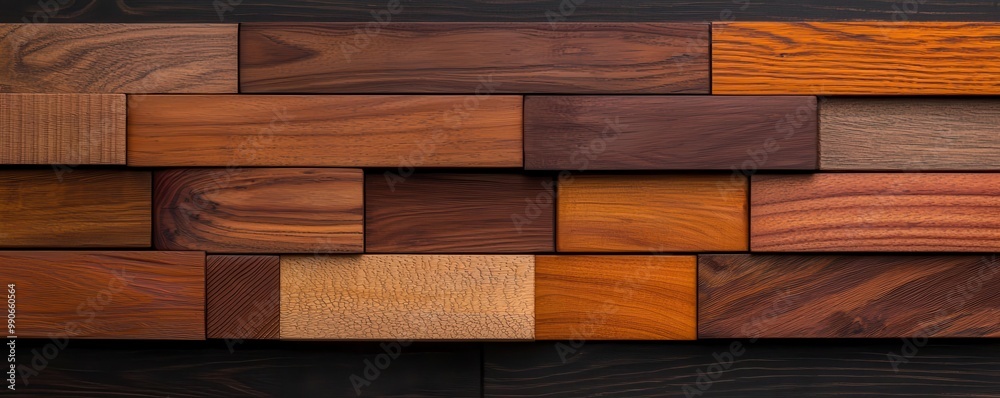 Artistic flat lay of different types of wood planks and stains ...