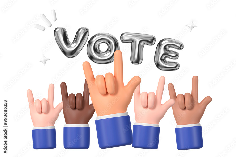 3D vote hands png human rights collage element, transparent background ...