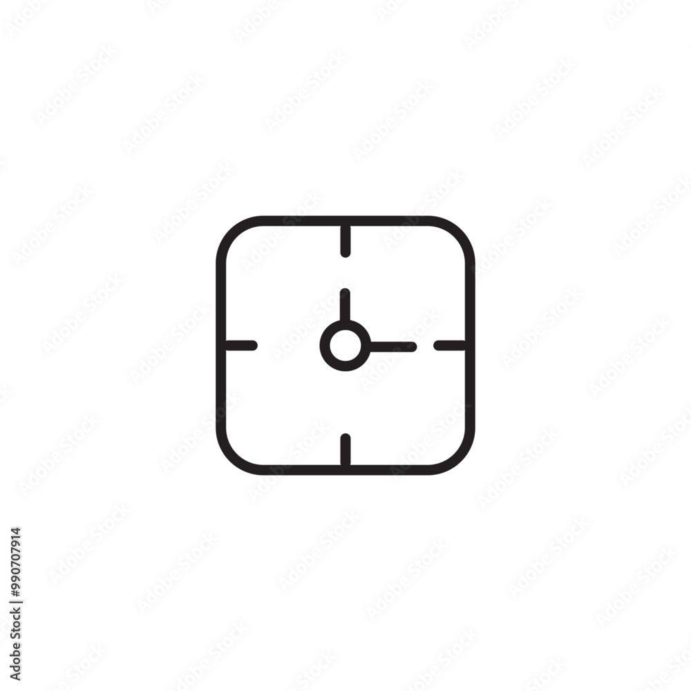 Simple icon of a clock. A black line art icon of a clock face with ...