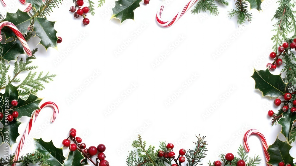 Free Christmas border design featuring candy canes and mistletoe Stock ...