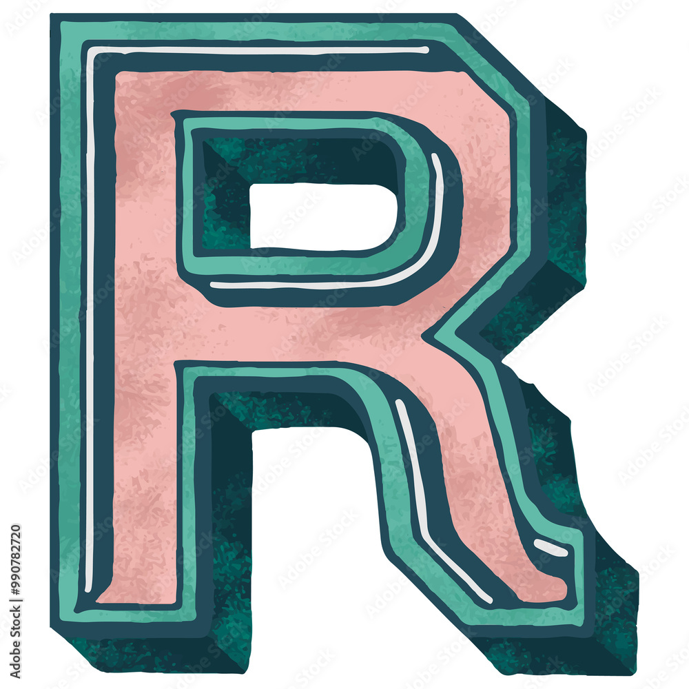 Vintage varsity letter R png alphabet Stock Illustration | Adobe Stock