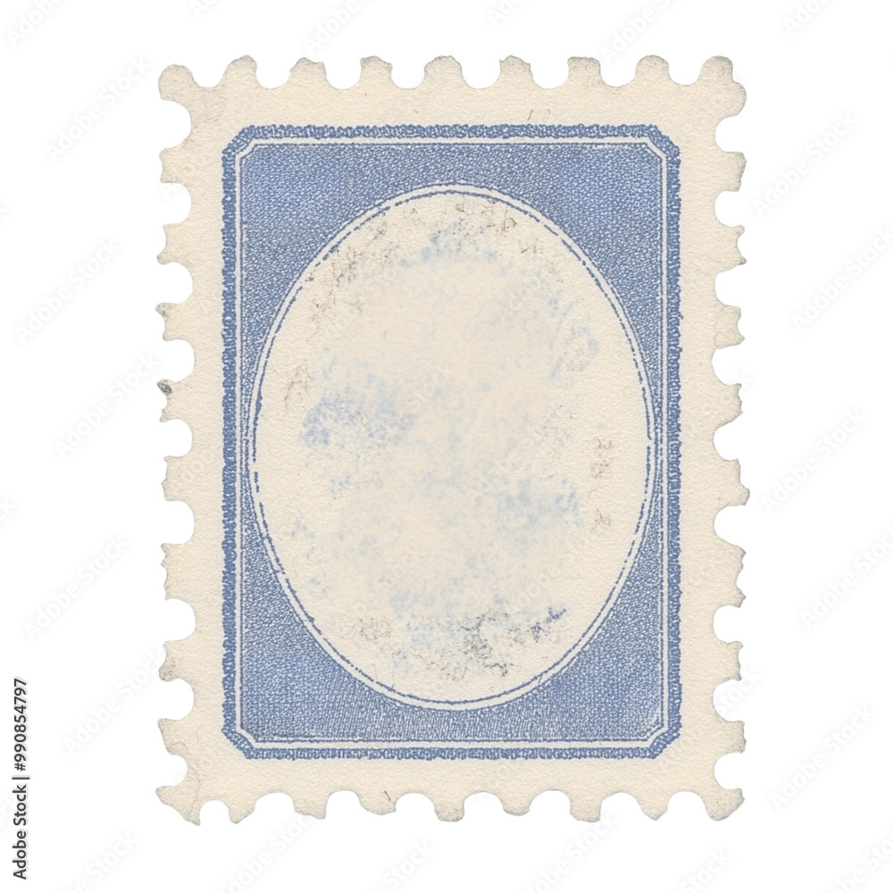 Postage stamp vintage beige and blue vertical blank postage stamp with ...