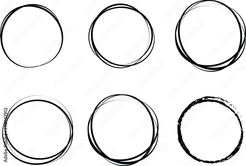 Collection Vector circular scribble doodle round circles for message ...