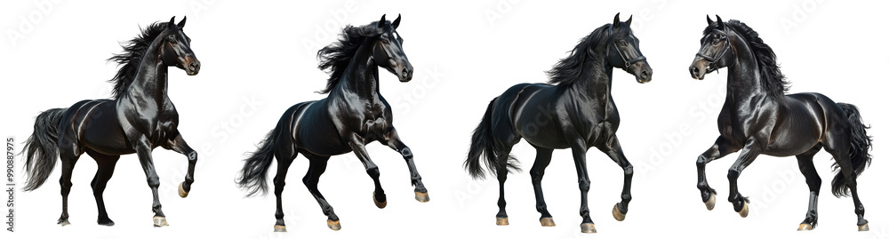 Stunning image of a majestic black stallion rearing up, showcasing its ...