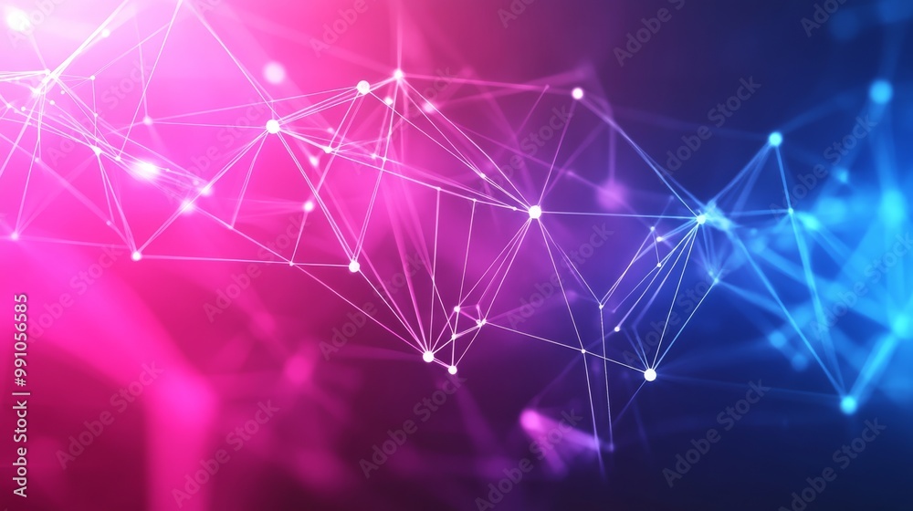 Graphs of digital data with interconnected nodes and lines in vibrant ...