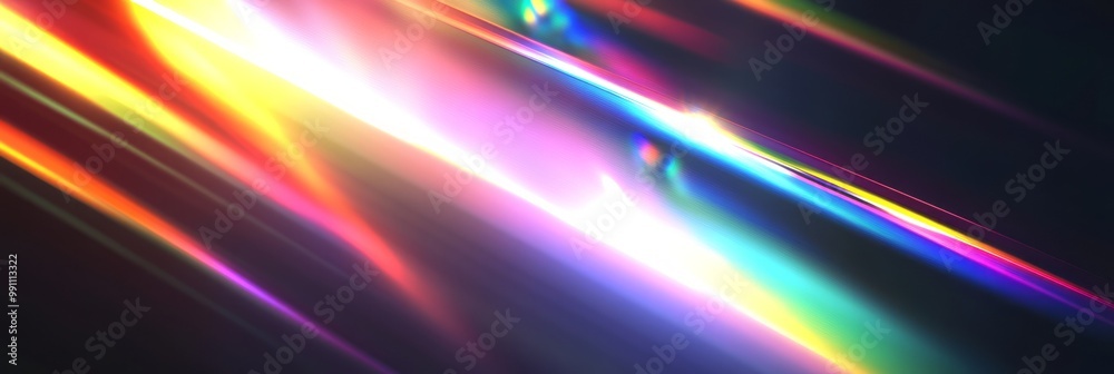 Blurred rainbow refraction overlay effect. Light lens prism effect on ...