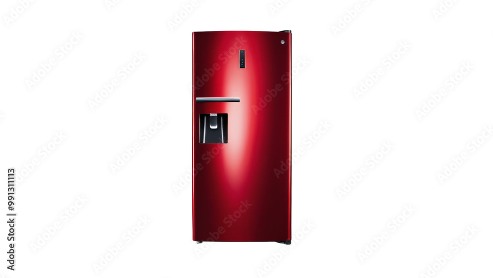 Red fridge or refrigerator isolated on transparent background. Modern ...