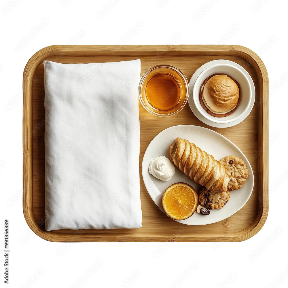 Breakfast Tray with Delicacies isolated on white or transparent ...