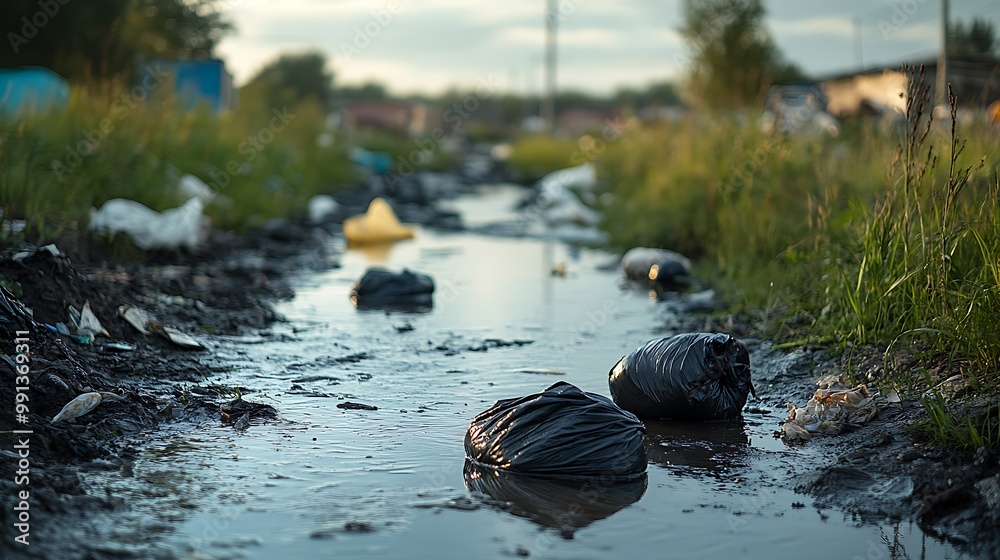 Rainwater Contamination: A photo capturing rainwater pooling on top of ...