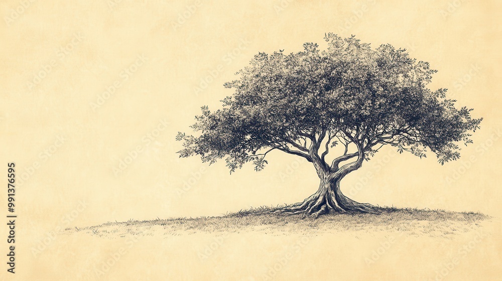 Biblical Illustration of a Towering Ancient Tree Representing God's ...