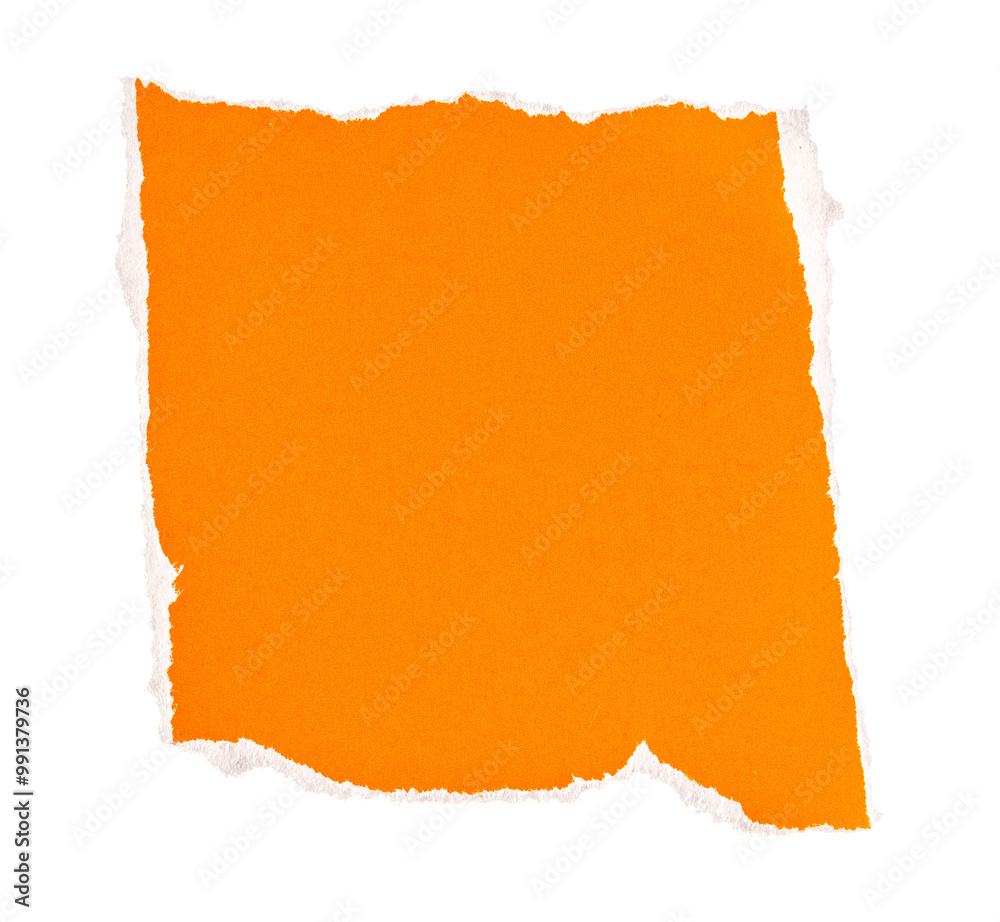 Orange Torn paper in a rectangle shape, realistic paper scrap with torn ...