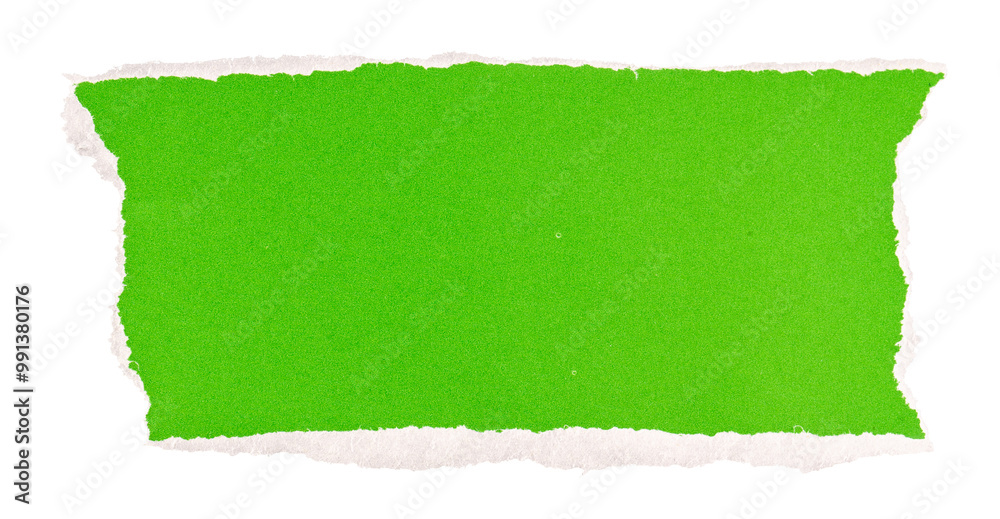 Green Torn paper in a rectangle shape, realistic paper scrap with torn ...