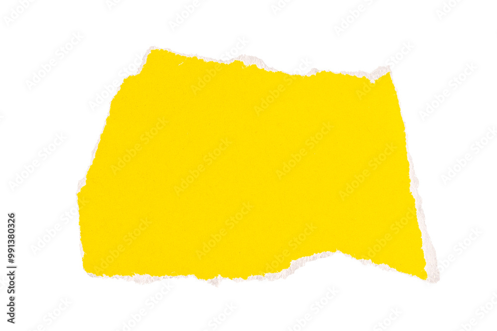Yellow Torn paper in a rectangle shape, realistic paper scrap with torn ...