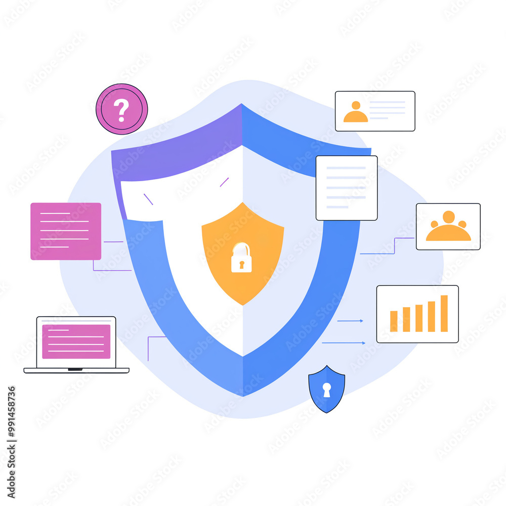 web or cyber security set. People and user try to protect their data from cyber attack ...