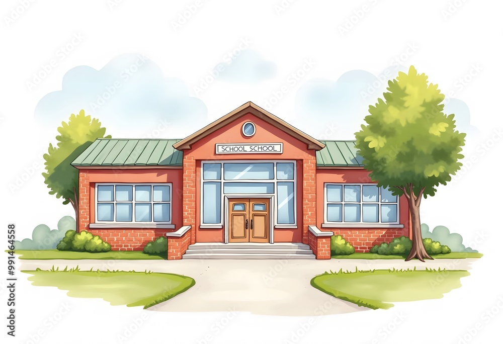 School building vector illustration isolated on white background ...