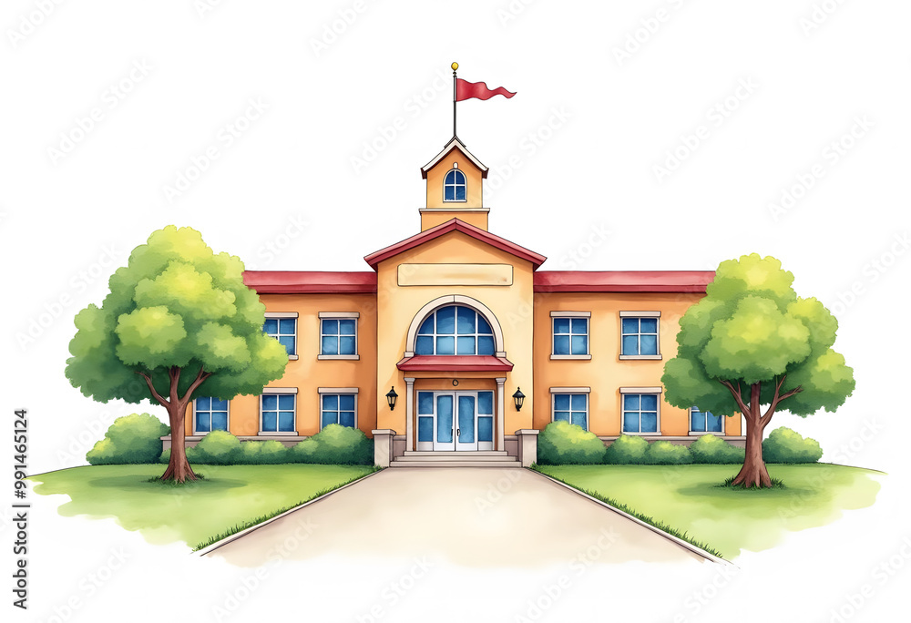 School building vector illustration isolated on white background ...
