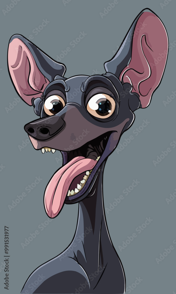 cartoon hairless dog head with bulging eyes extending beyond the eye ...