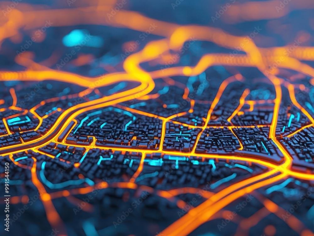 Smart city map showing real-time pollution levels and traffic data ...