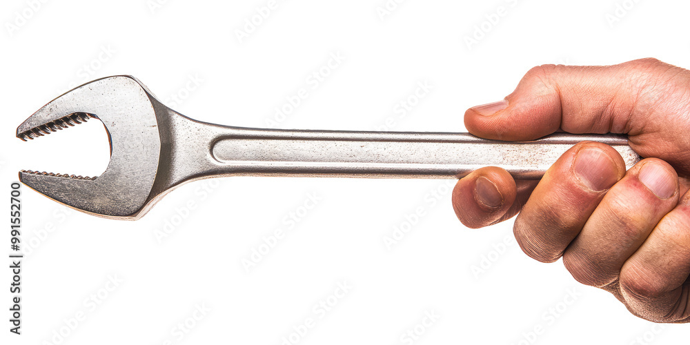 Male hand holding Wrench on transparent background, PNG. Clipart ...