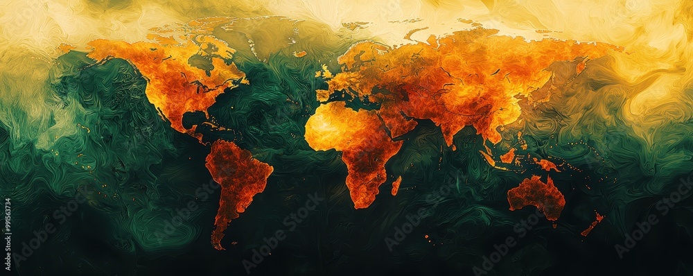 Global Digital Map Showing Climate Change Hot Zones in High Detail ...
