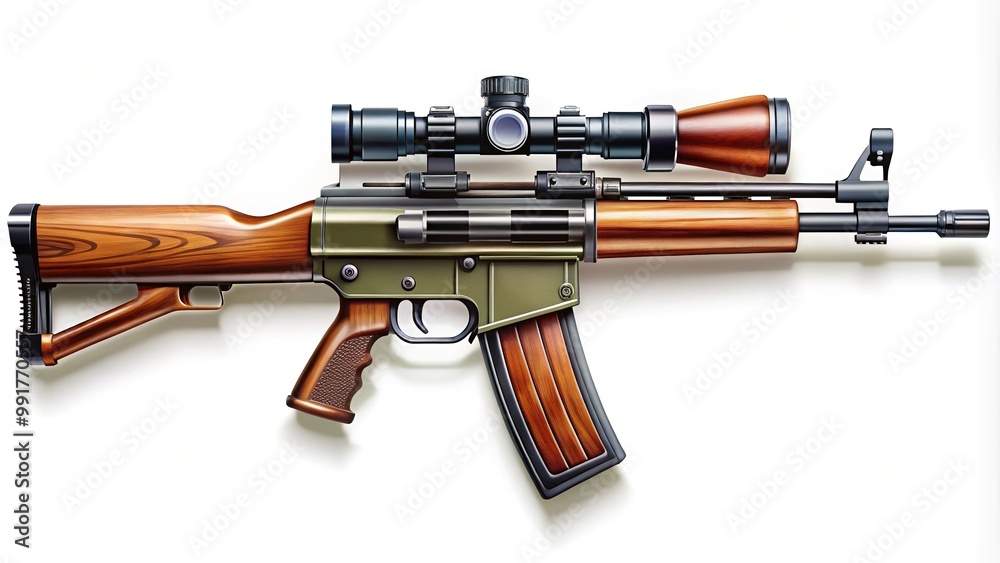 Detailed SVG Illustration of a Classic Military Rifle with Realistic ...