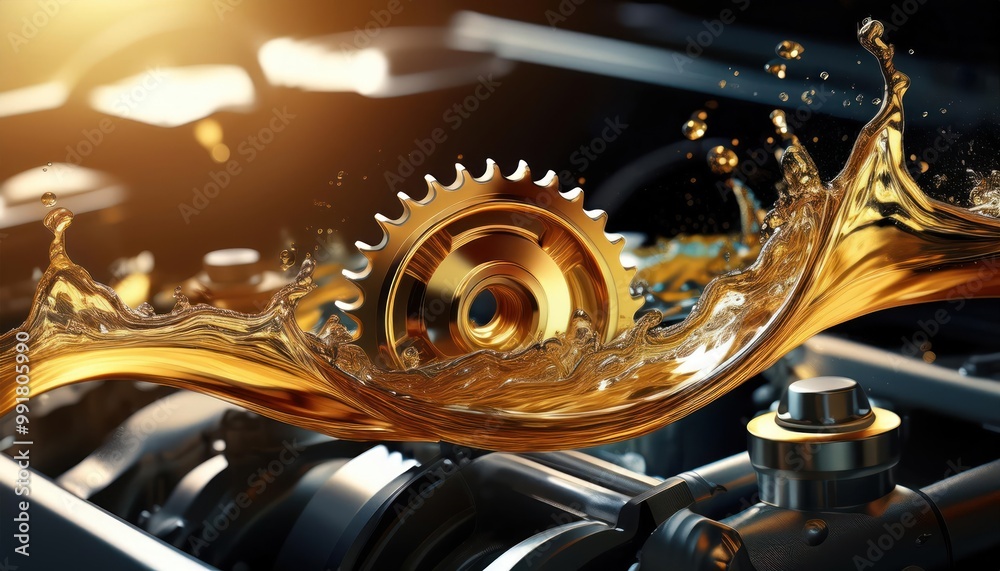 Oil wave splashing in Car engine with lubricant oil. Concept of ...