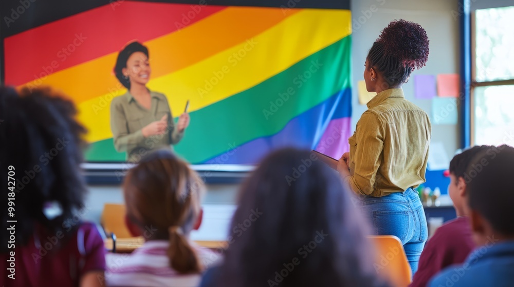 Teacher presents on LGBT history in a vibrant classroom for LGBT ...