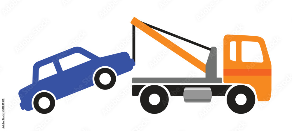 simple tow truck towing broken down car silhouette side view icon ...