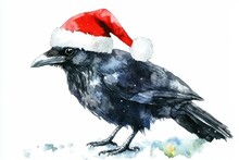 Christmas Crow Digital Painting Free Stock Photo - Public Domain Pictures