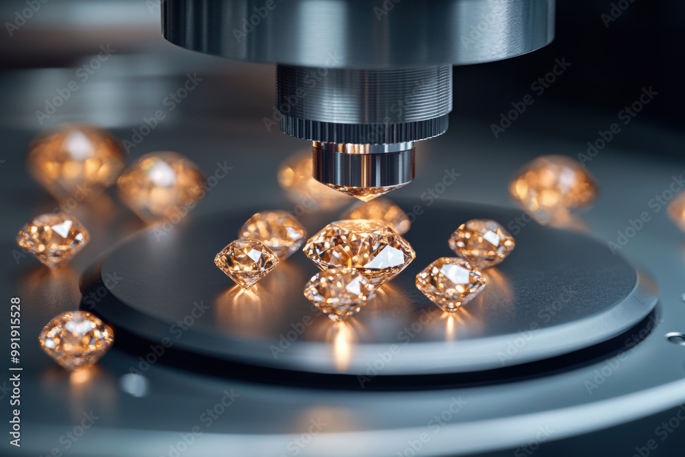 CVD diamond growth process with advanced machinery, where carbon atoms ...