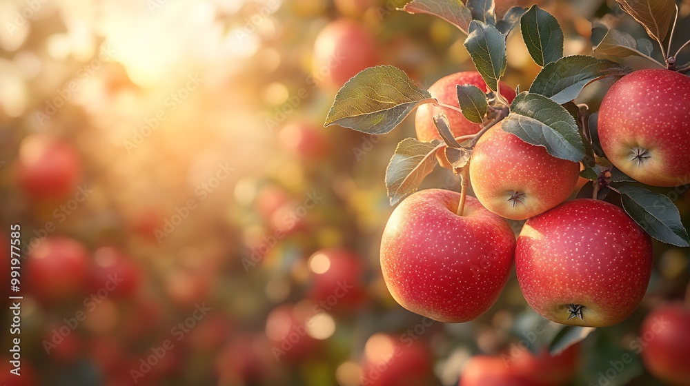 Sorb apple hanging tree vibrant sunlit orchard their bright orangered ...
