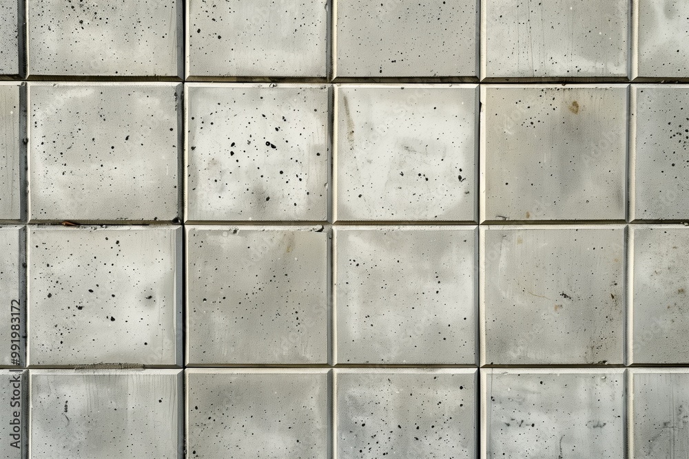Seamless concrete wall made of square concrete tiles, featuring a ...