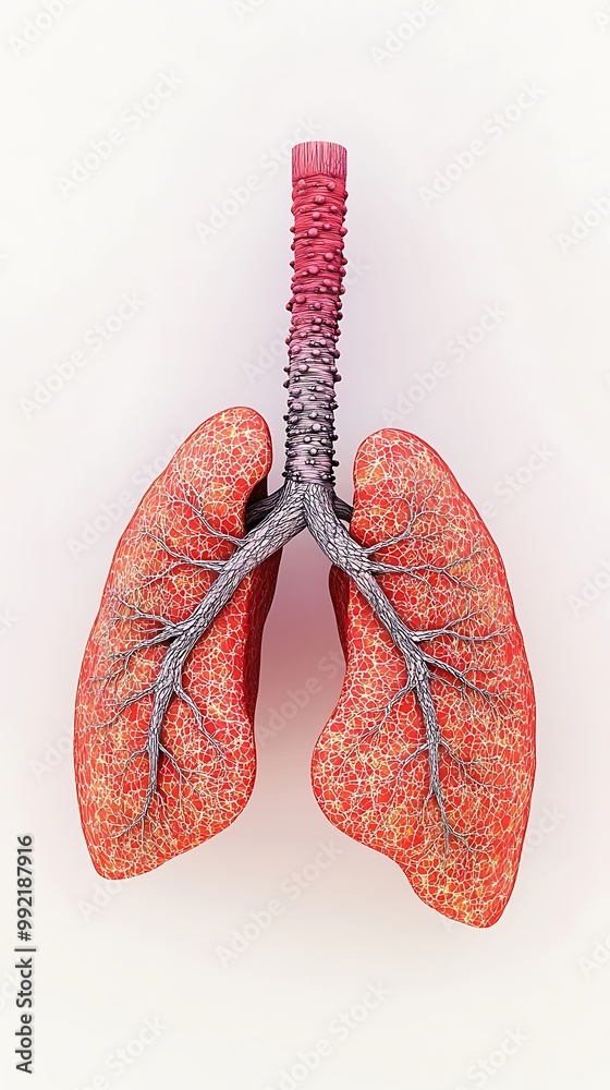 3D human lung anatomy diagram showcased on white background image Stock ...