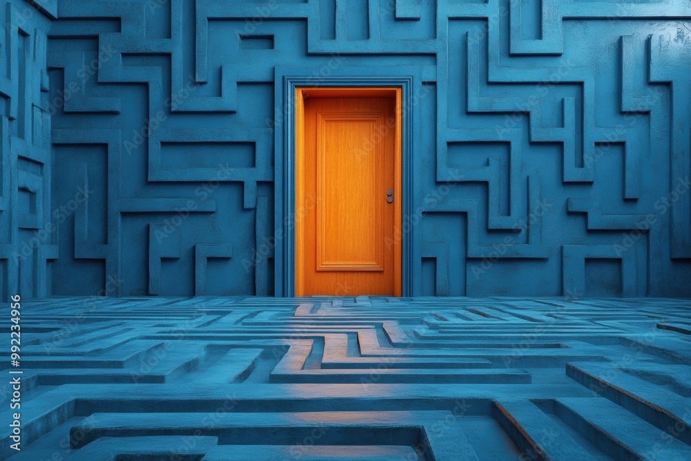 innovative banner design featuring a maze with a central open door ...