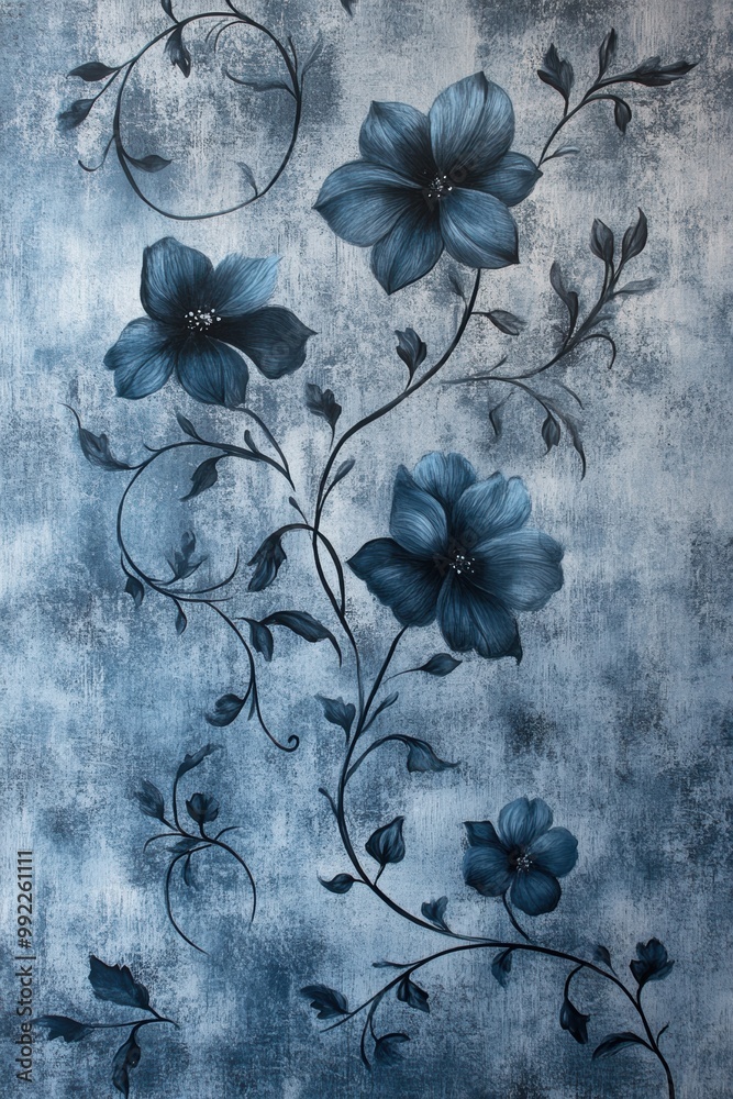 floral doodle art, intricate doodle pattern with fading flowers and ...