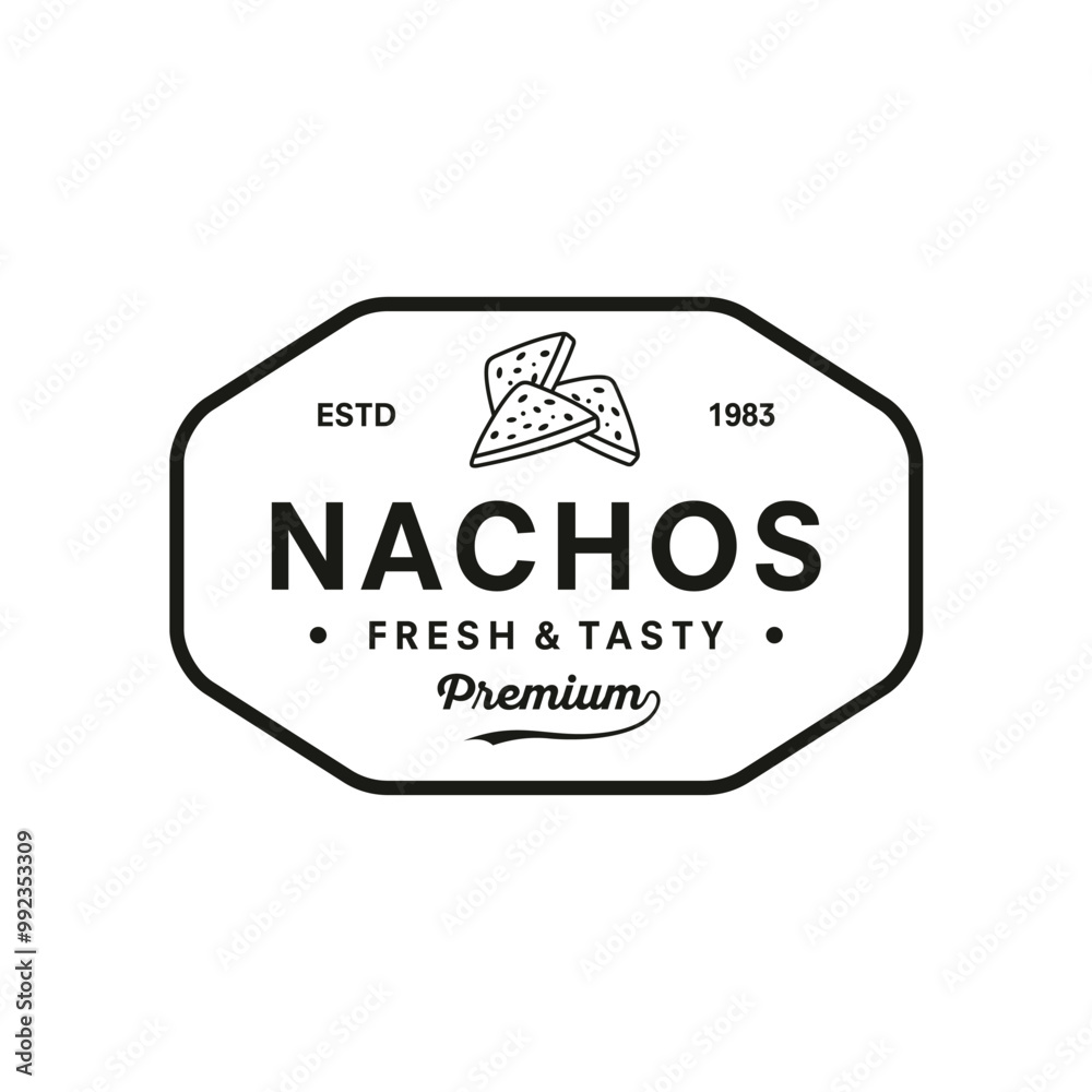Nachos hand written lettering logo, label, badge, emblem, sign for ...