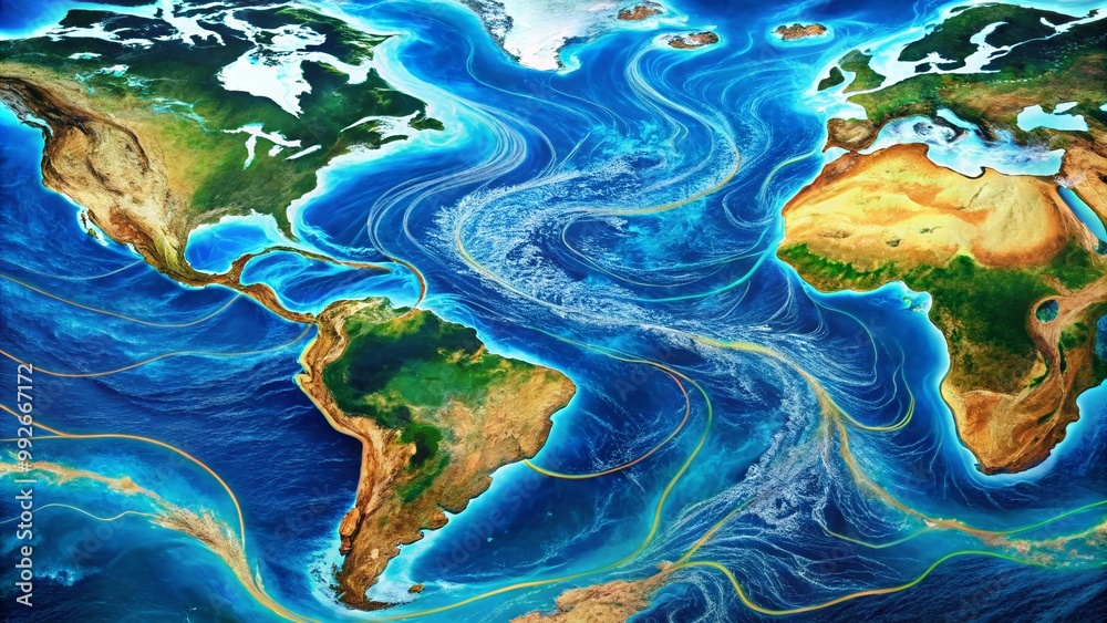 Detailed Map of Pacific Ocean Currents Illustrating Water Flow Patterns ...
